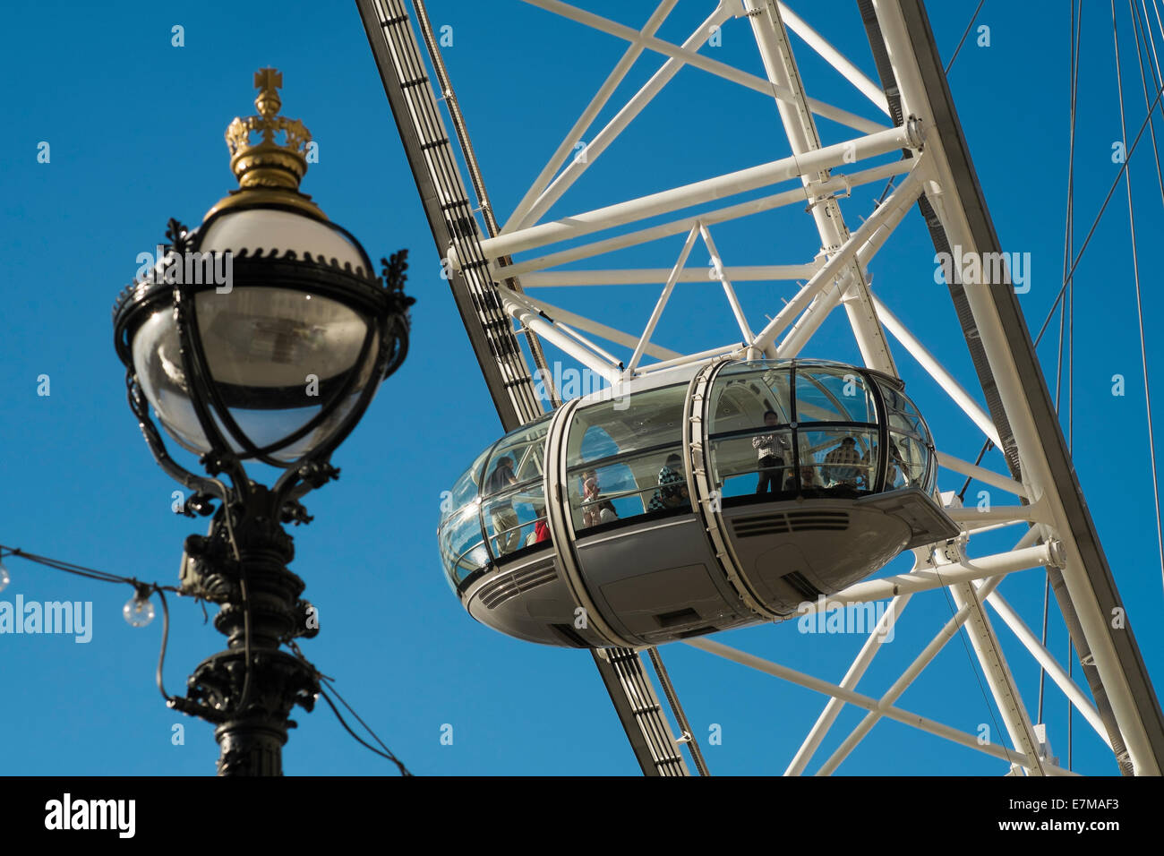 Details of the London Eye with deep blue skies Stock Photo - Alamy