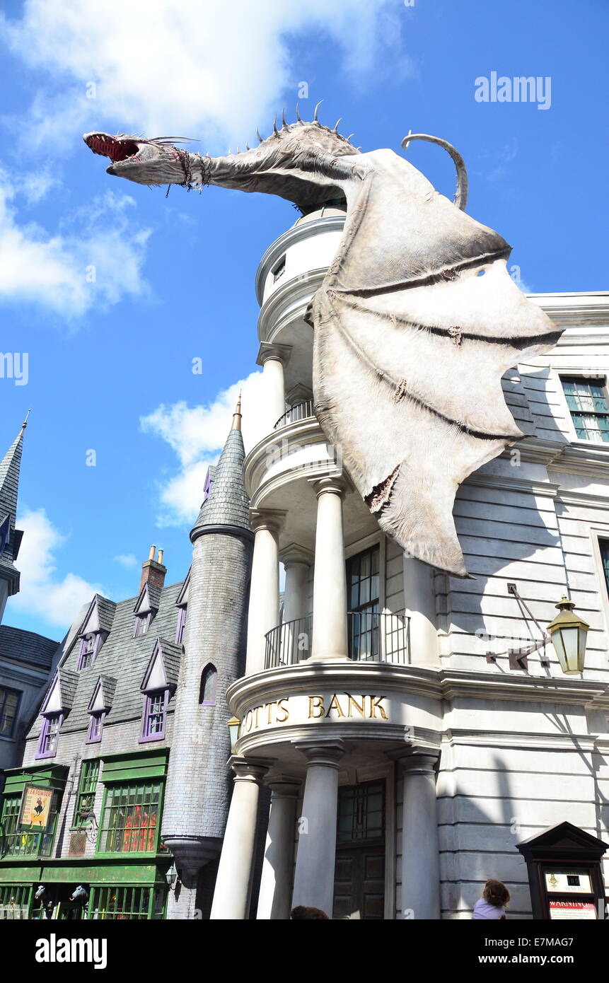 Gringotts Bank in Diagon Alley at the Wizarding World of Harry Potter ...