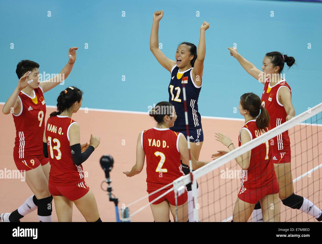 Incheon, South Korea. 21st Sep, 2014. Chinese team members celebrate ...