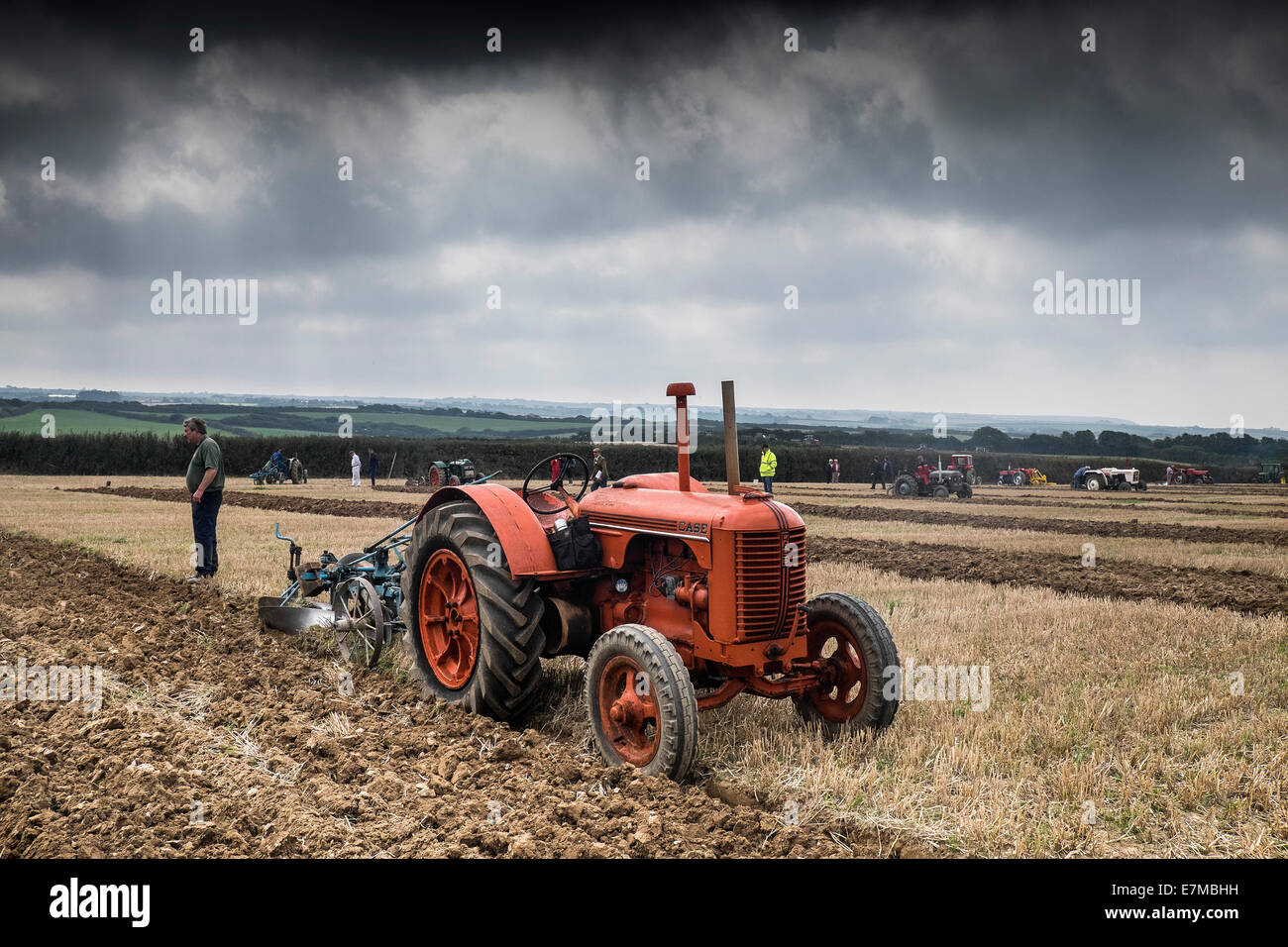 A farmer competing in a ploughing competition on The Lizard in Cornwall ...