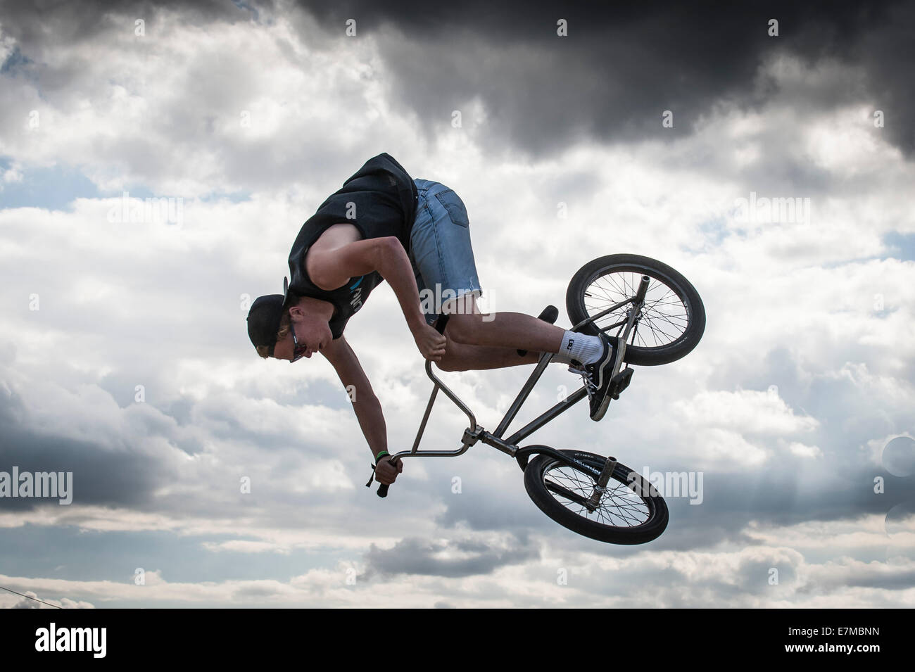A BMX rider at the Brownstock Festival in Essex Stock Photo - Alamy