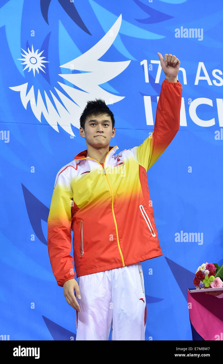 Incheon, South Korea. 21st Sep, 2014. Silver medalist Sun Yang of China ...