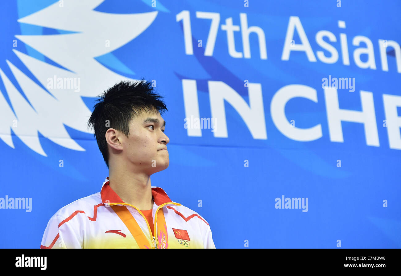 Incheon, South Korea. 21st Sep, 2014. Silver medalist Sun Yang of China ...