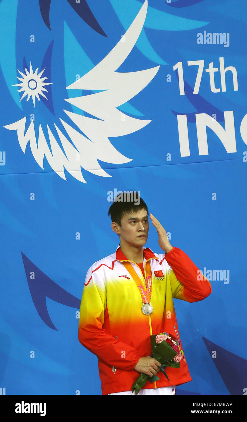 Incheon, South Korea. 21st Sep, 2014. Silver medalist Sun Yang of China ...