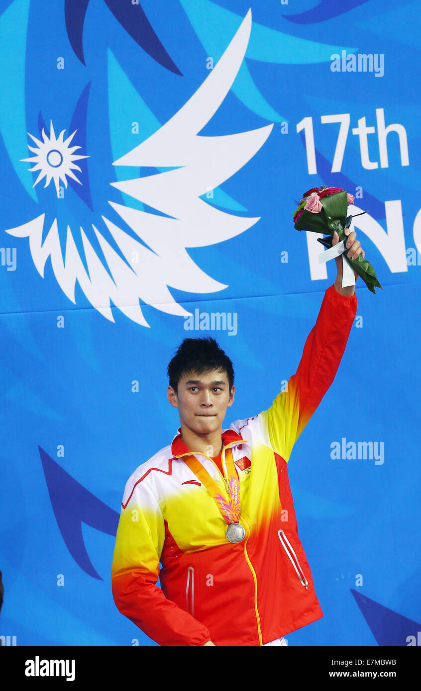 Incheon, South Korea. 21st Sep, 2014. Silver medalist Sun Yang of China ...