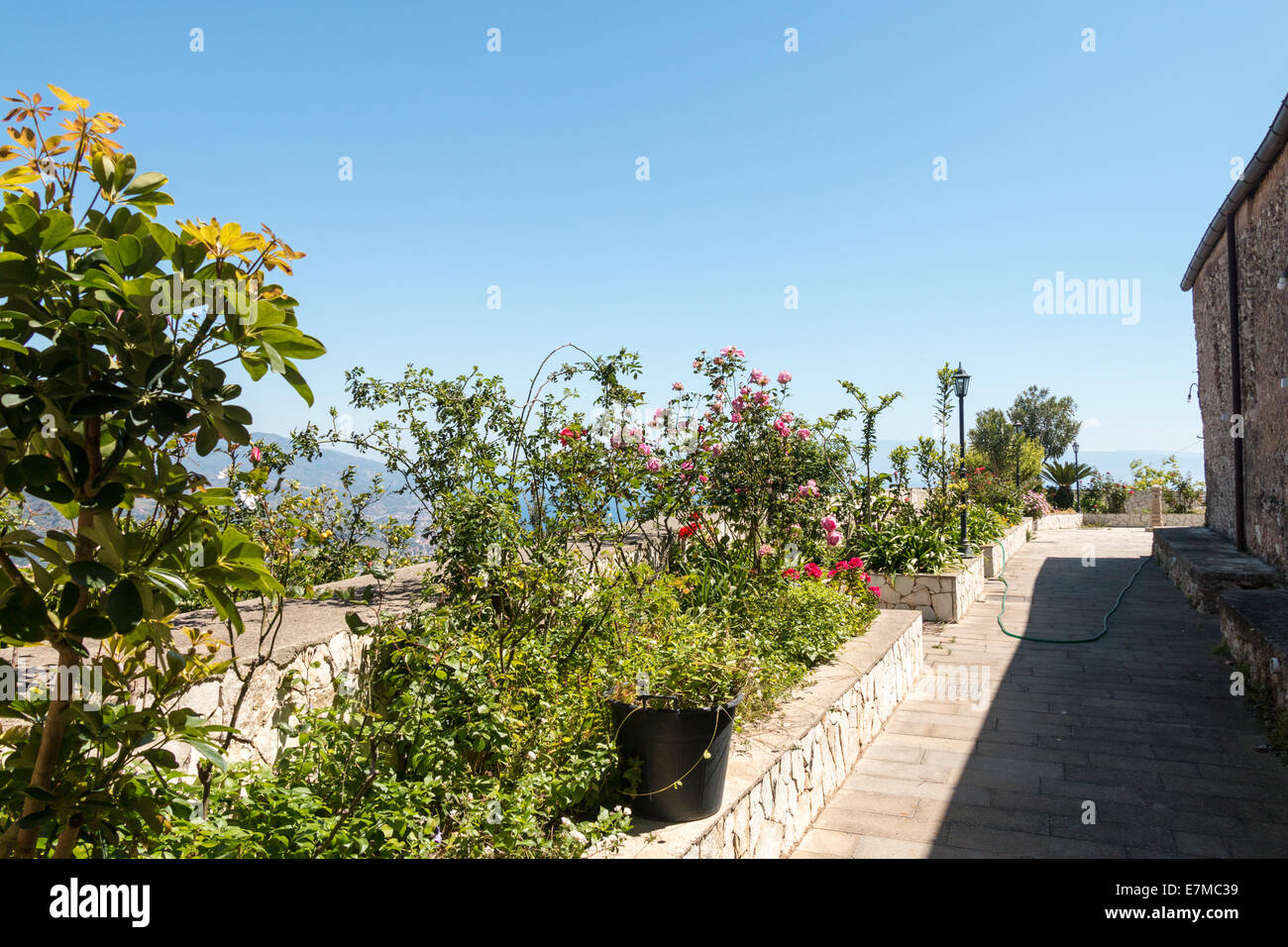 Terrace with flower and plants Stock Photo - Alamy