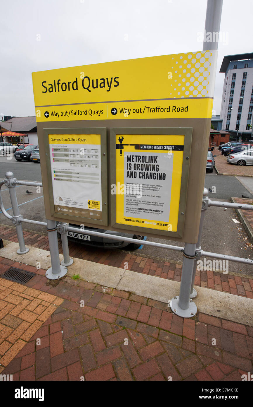 Manchester Metrolink Salford Quays Sign Manchester England UK Stock ...