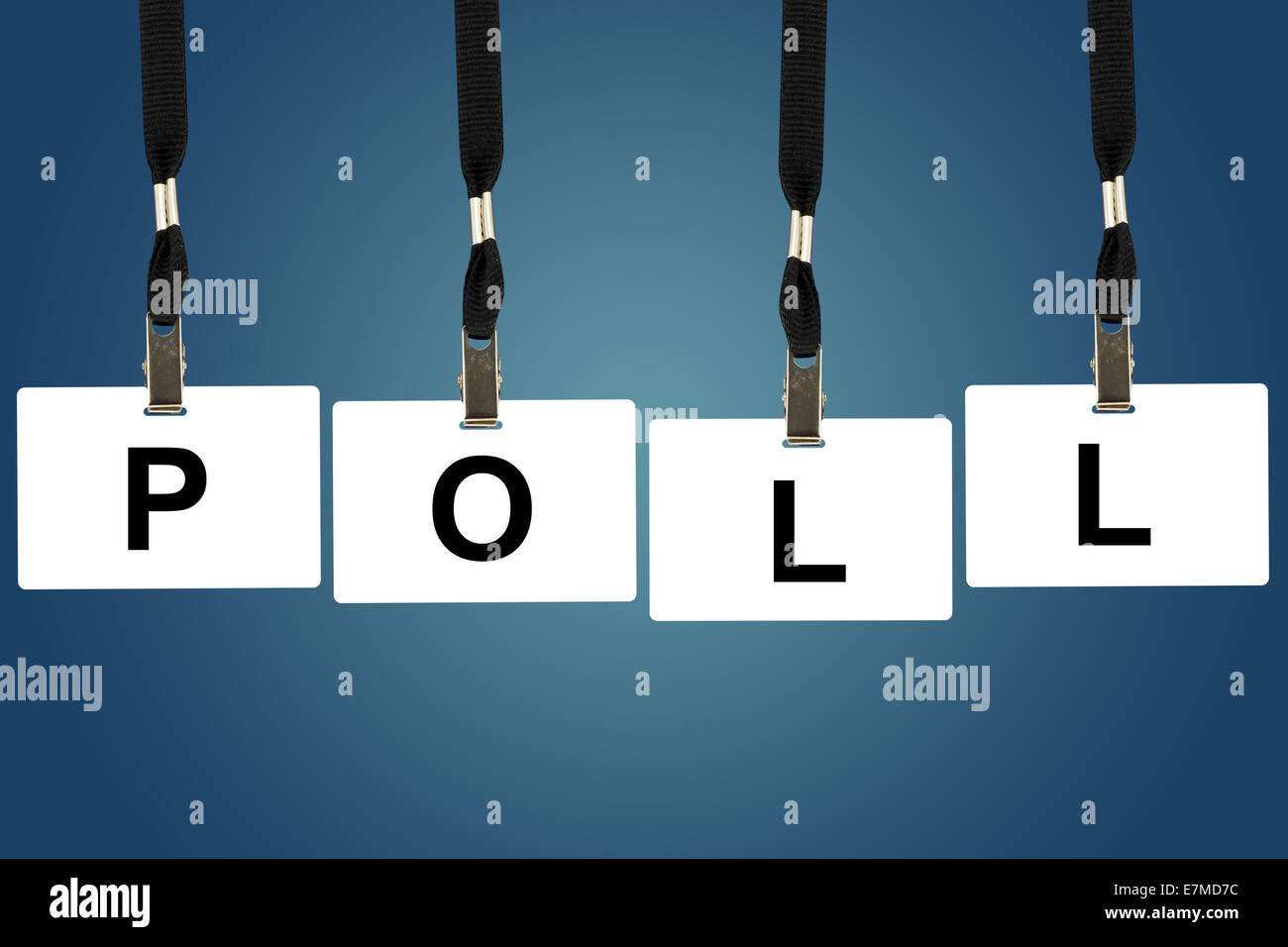 political poll word on badge with blue background Stock Photo - Alamy