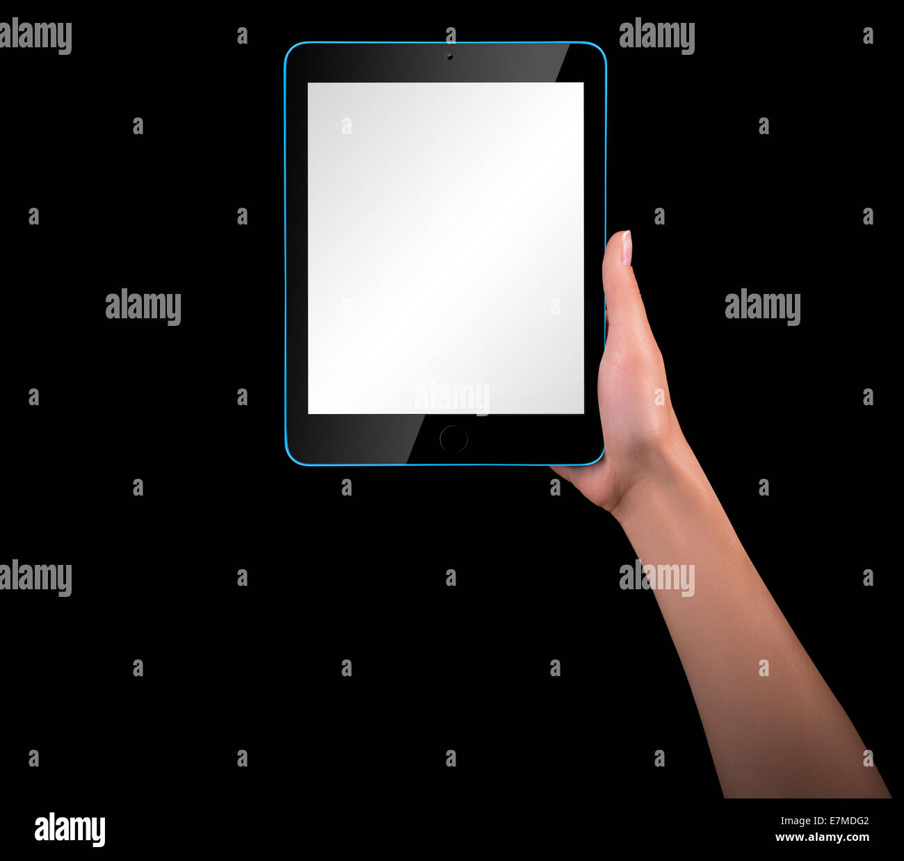 Touch screen tablet computer with blank screen and hand isolated Stock ...