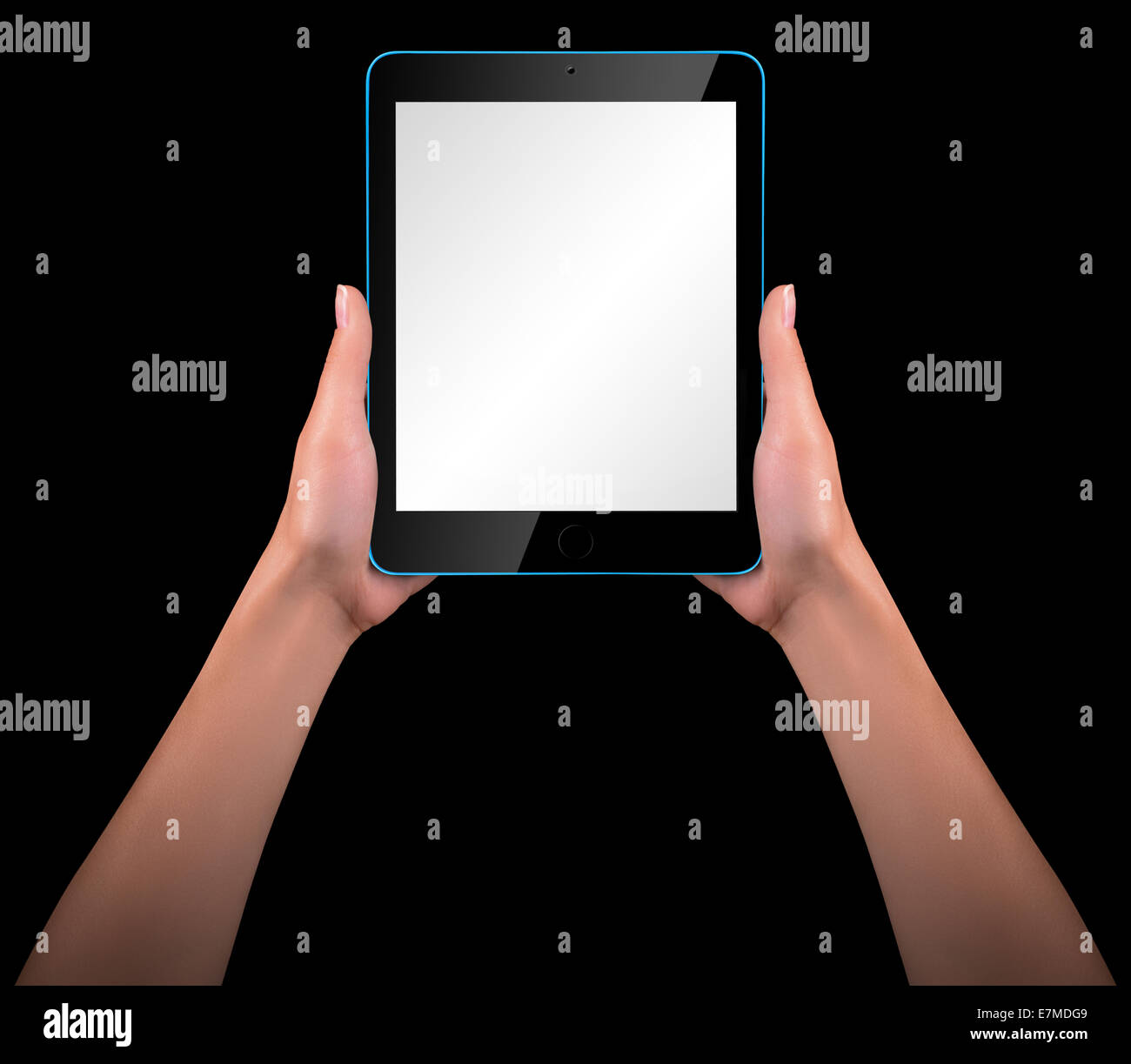 Touch screen tablet computer with blank screen and hand isolated Stock ...