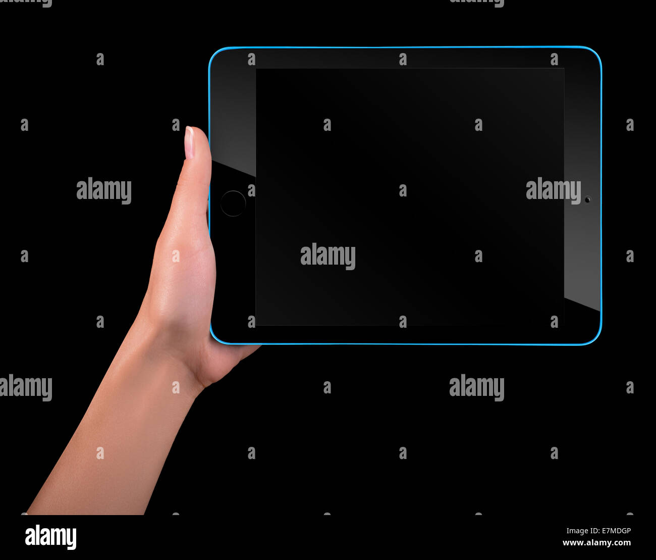 Touch screen tablet computer with blank screen and hand isolated Stock ...