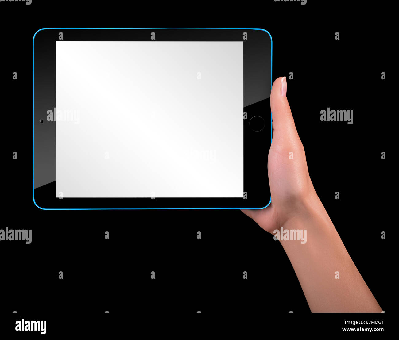 Touch screen tablet computer with blank screen and hand isolated Stock ...