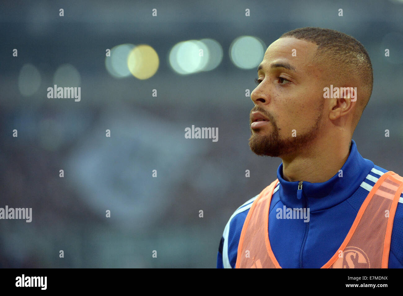 Schalke's Sidney Sam warms up at the side of the pitch during the ...
