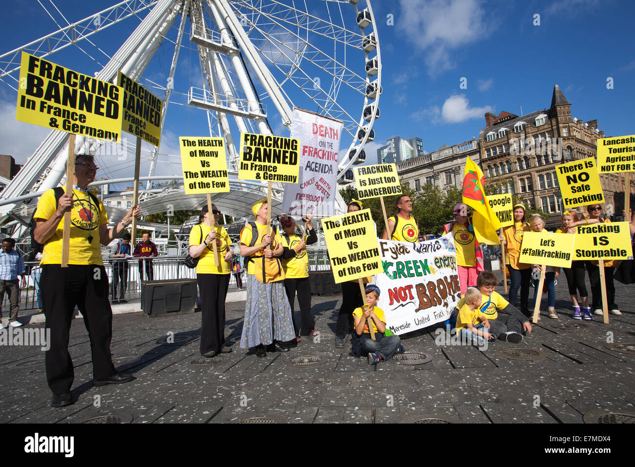 'Green not Brown' , posters placards and banners protest group at Frack ...