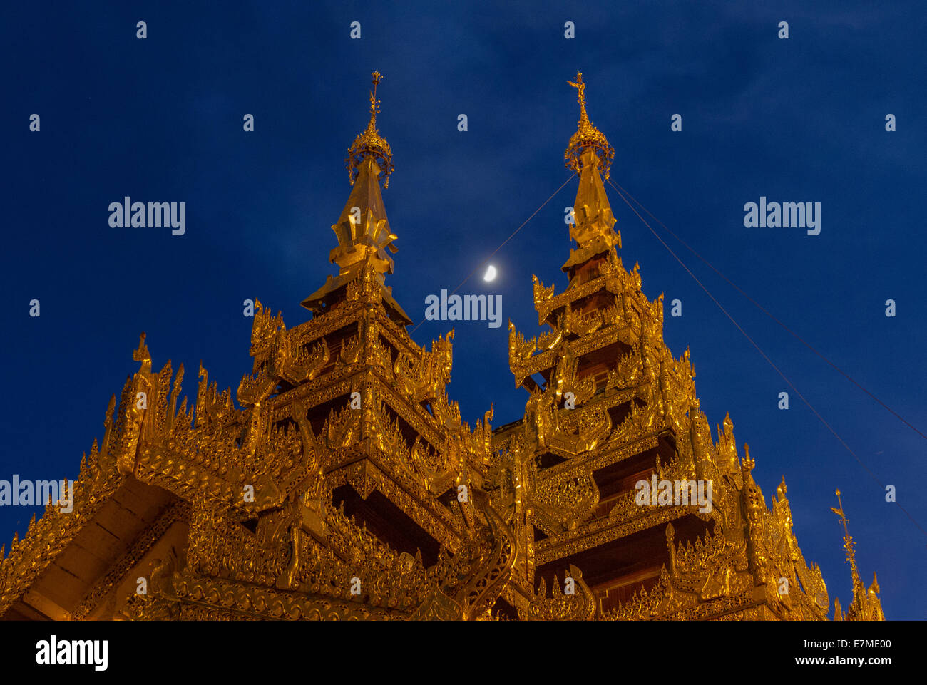 The Magnificent Shwe Dagon Pagoda located in Yangon (Myanmar), 99m high ...