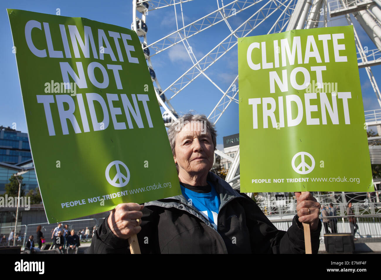 'Climate not Trident' poster placards and banners held by Sheila ...