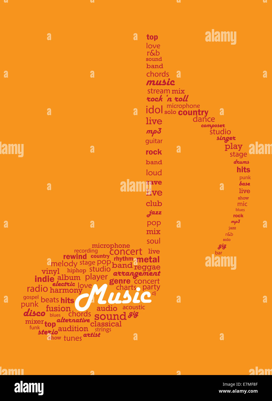 Music concept image word collage Stock Photo - Alamy