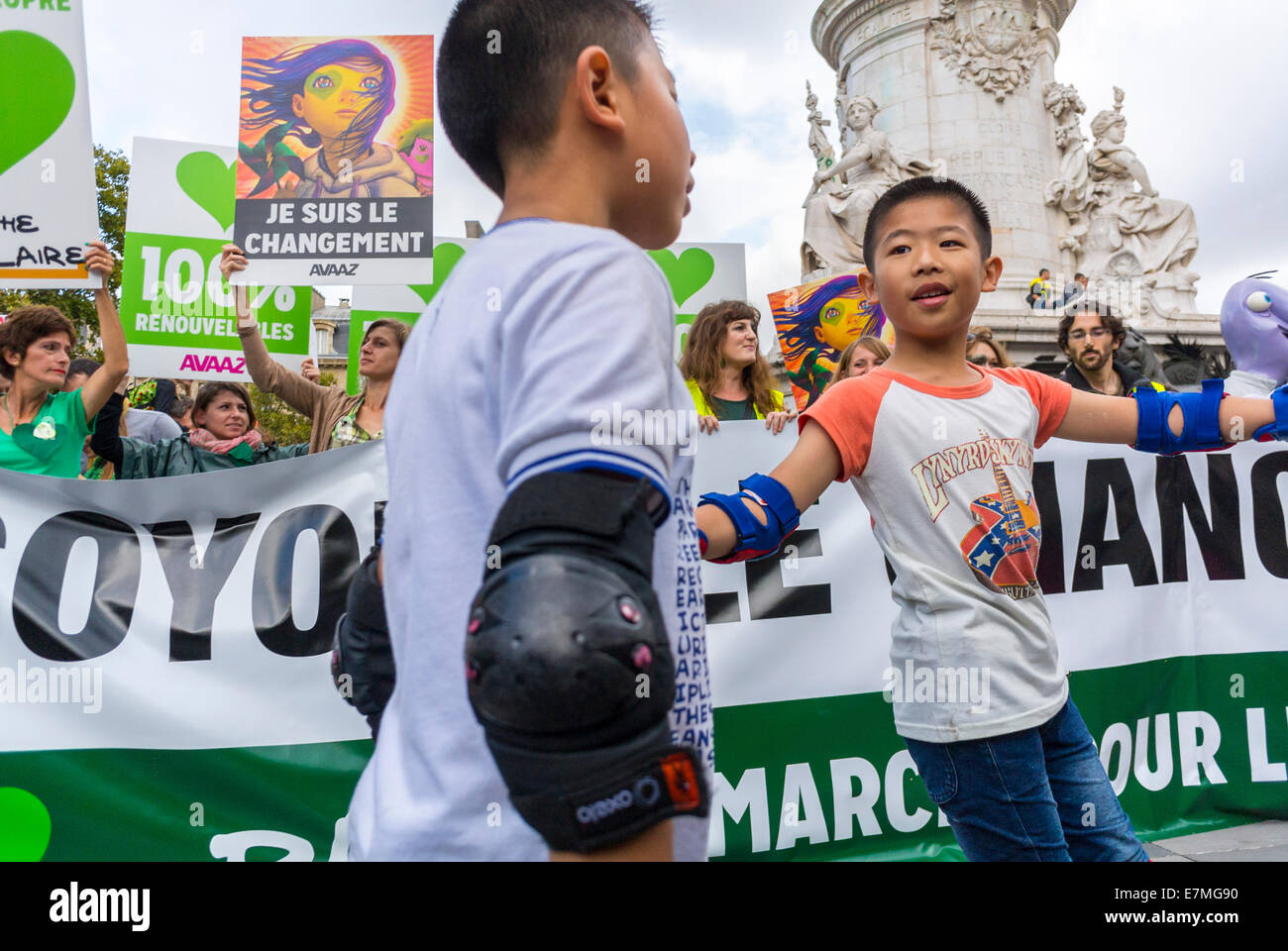 Paris, France. french children Rollerblading at Public Energy ...