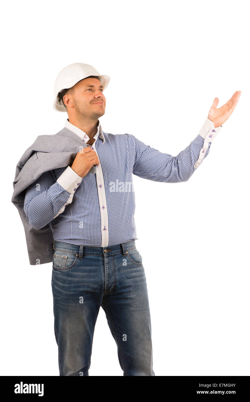 Smiling Young Male Engineer Carrying his Gray Coat on Shoulder ...