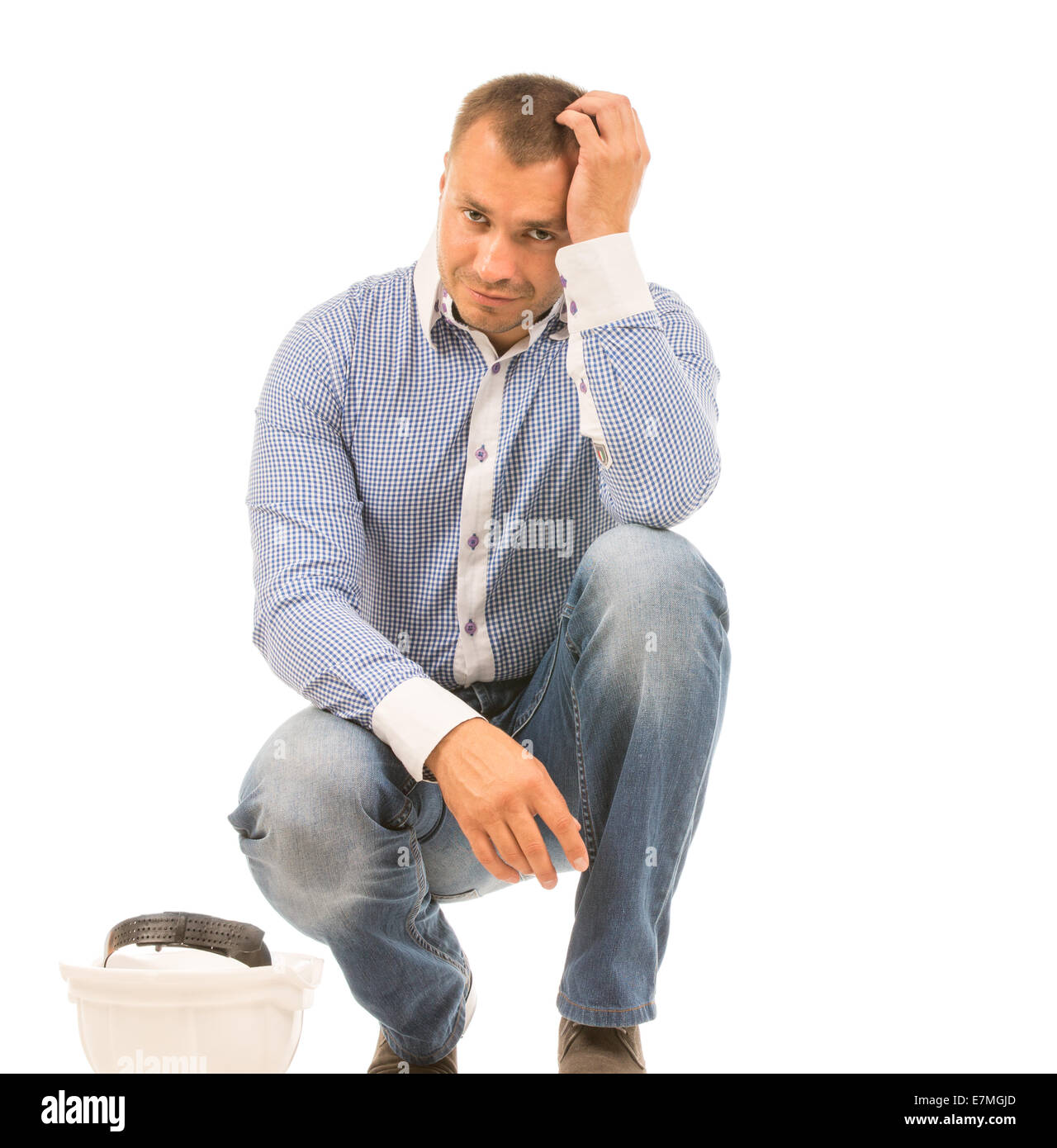 Builder scratching head hi-res stock photography and images - Alamy
