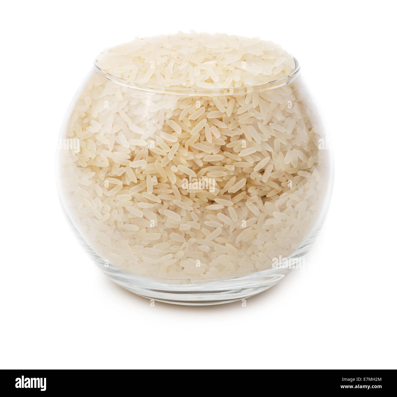 Rice in glass bowl isolated on white background Stock Photo - Alamy