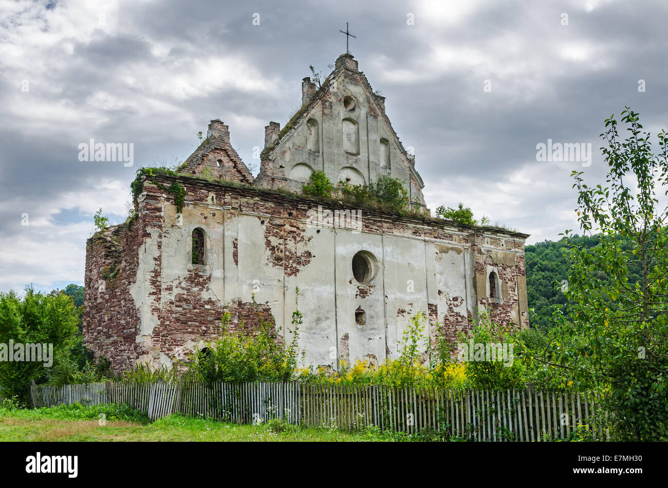 Ruin of a rural medieval church. Abandoned chapel Stock Photo - Alamy