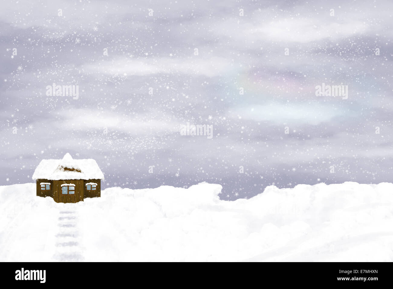 Lonely house on winter sky background. Snow, winter, snowdrifts Stock ...
