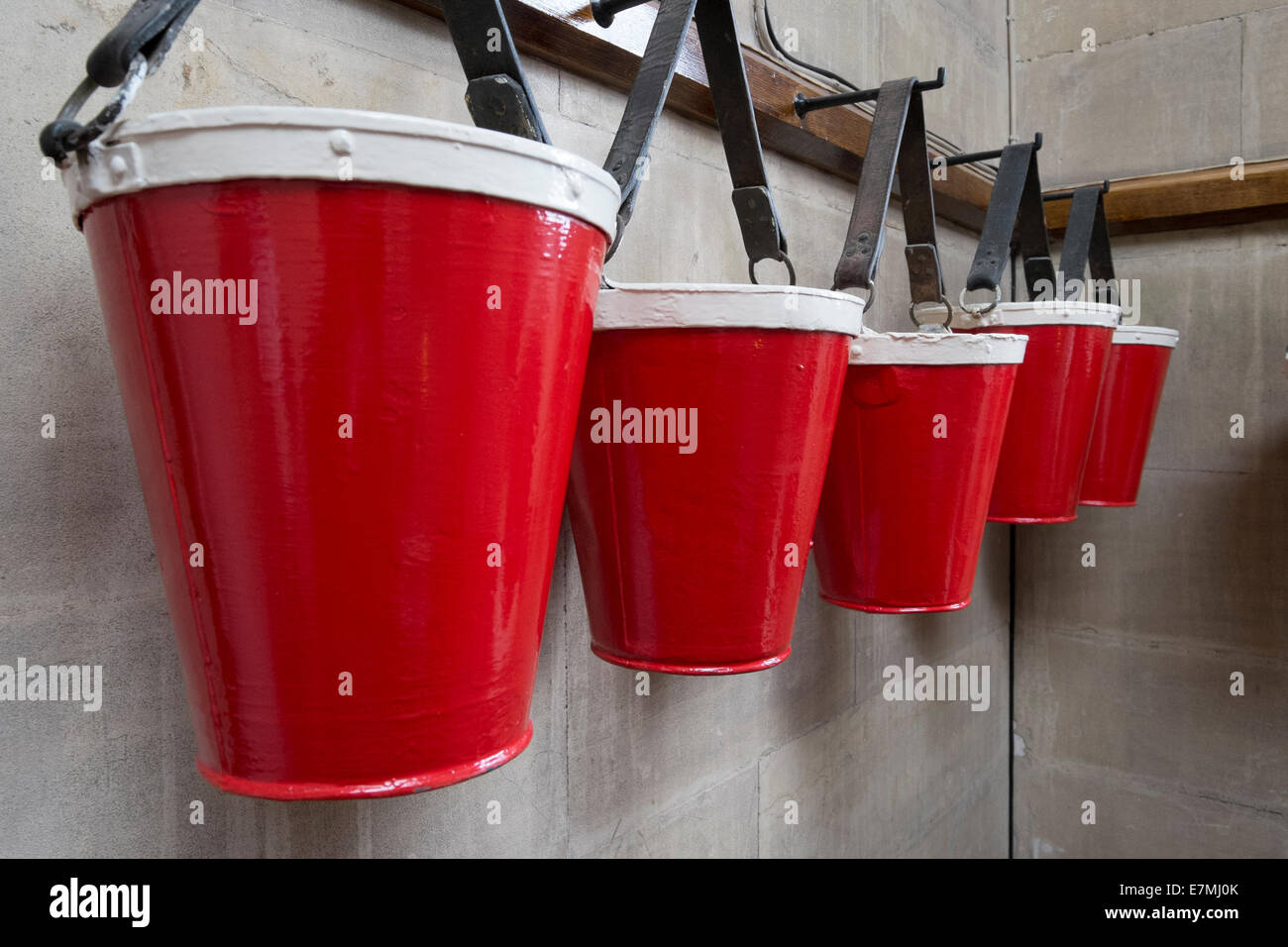Red Fire Buckets at Blenheim Palace Stock Photo - Alamy