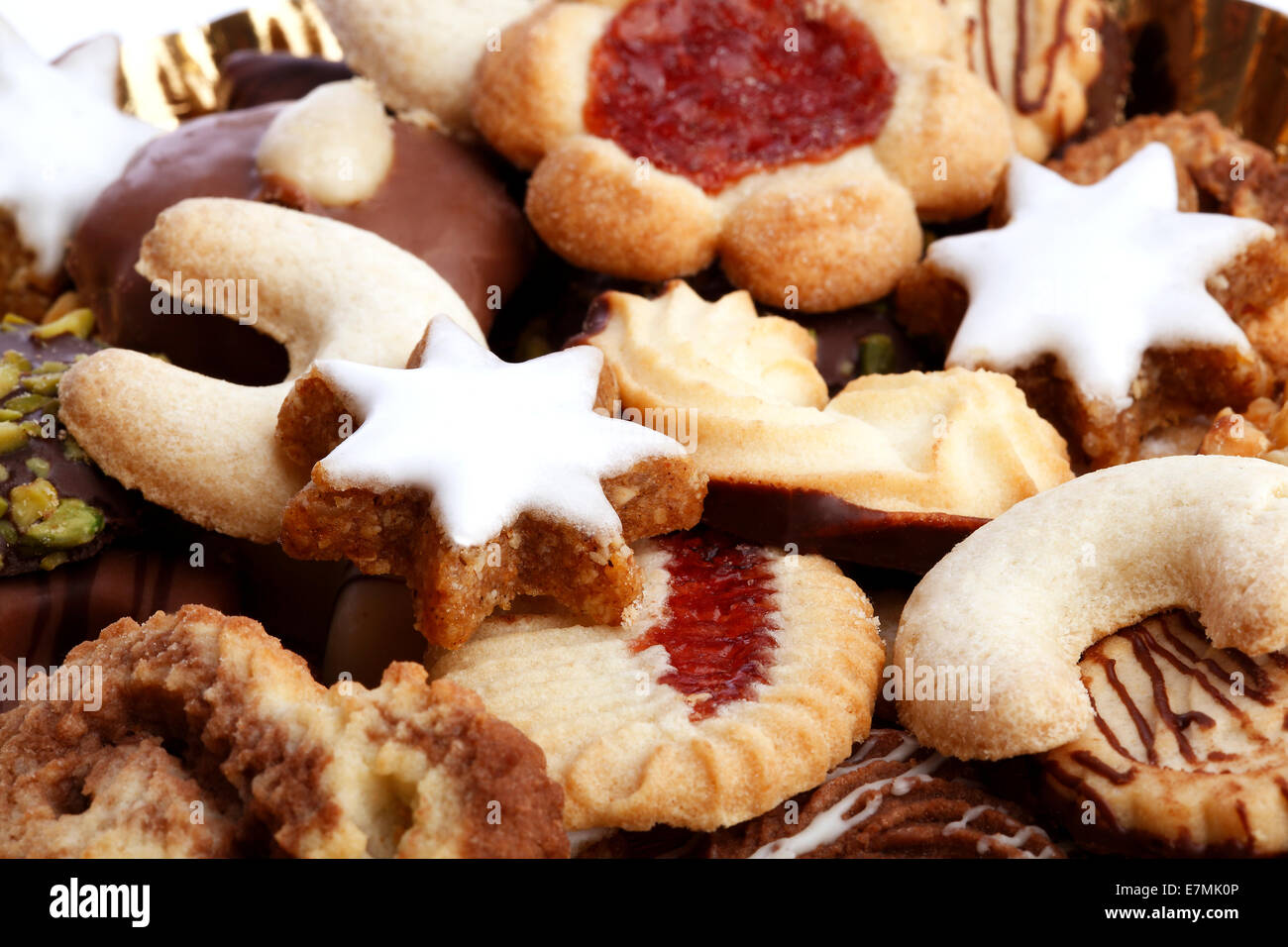 Closeup of different tasty cookies Stock Photo - Alamy