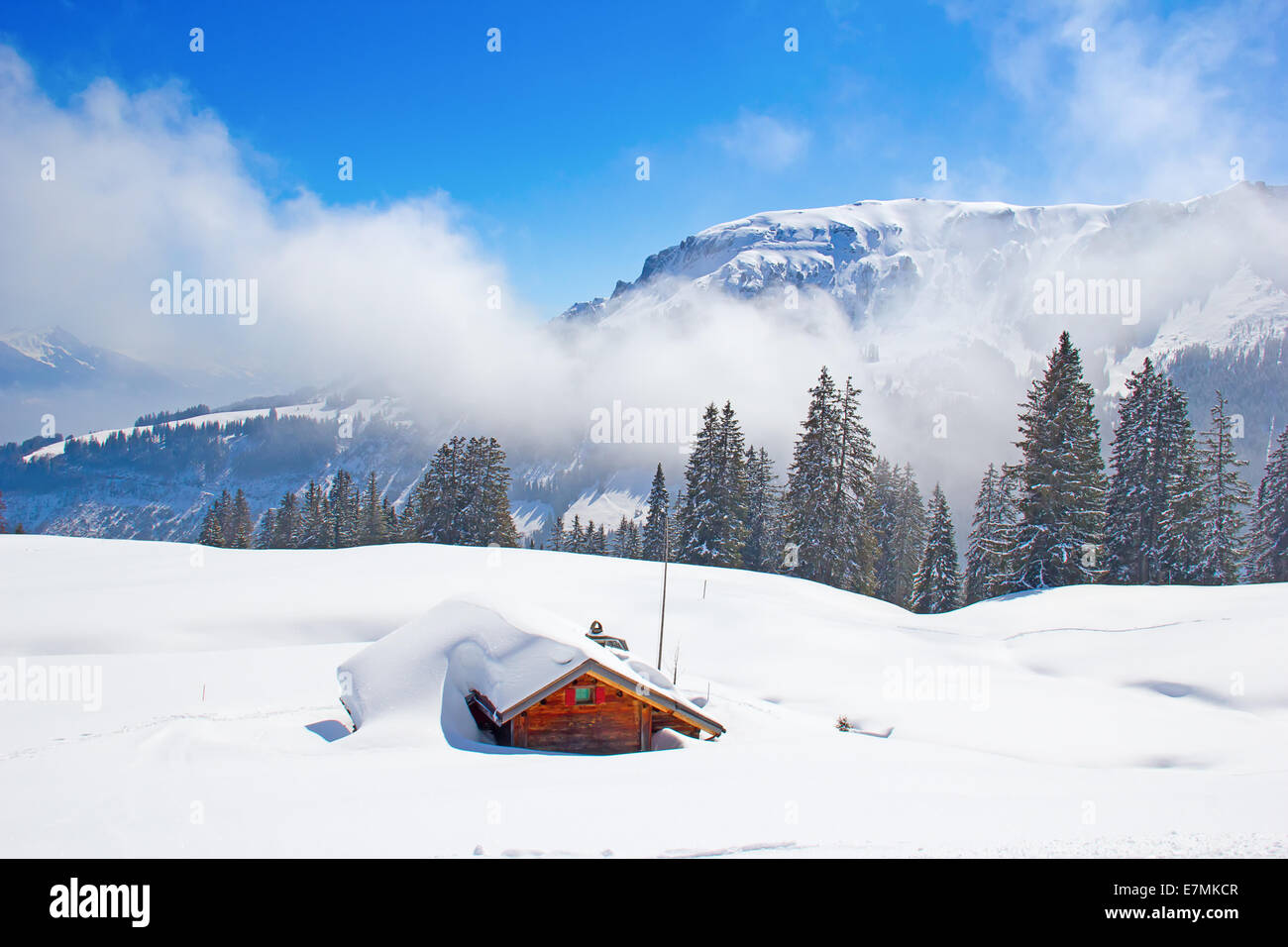 Slope on the skiing resort Flumserberg. Switzerland Stock Photo - Alamy