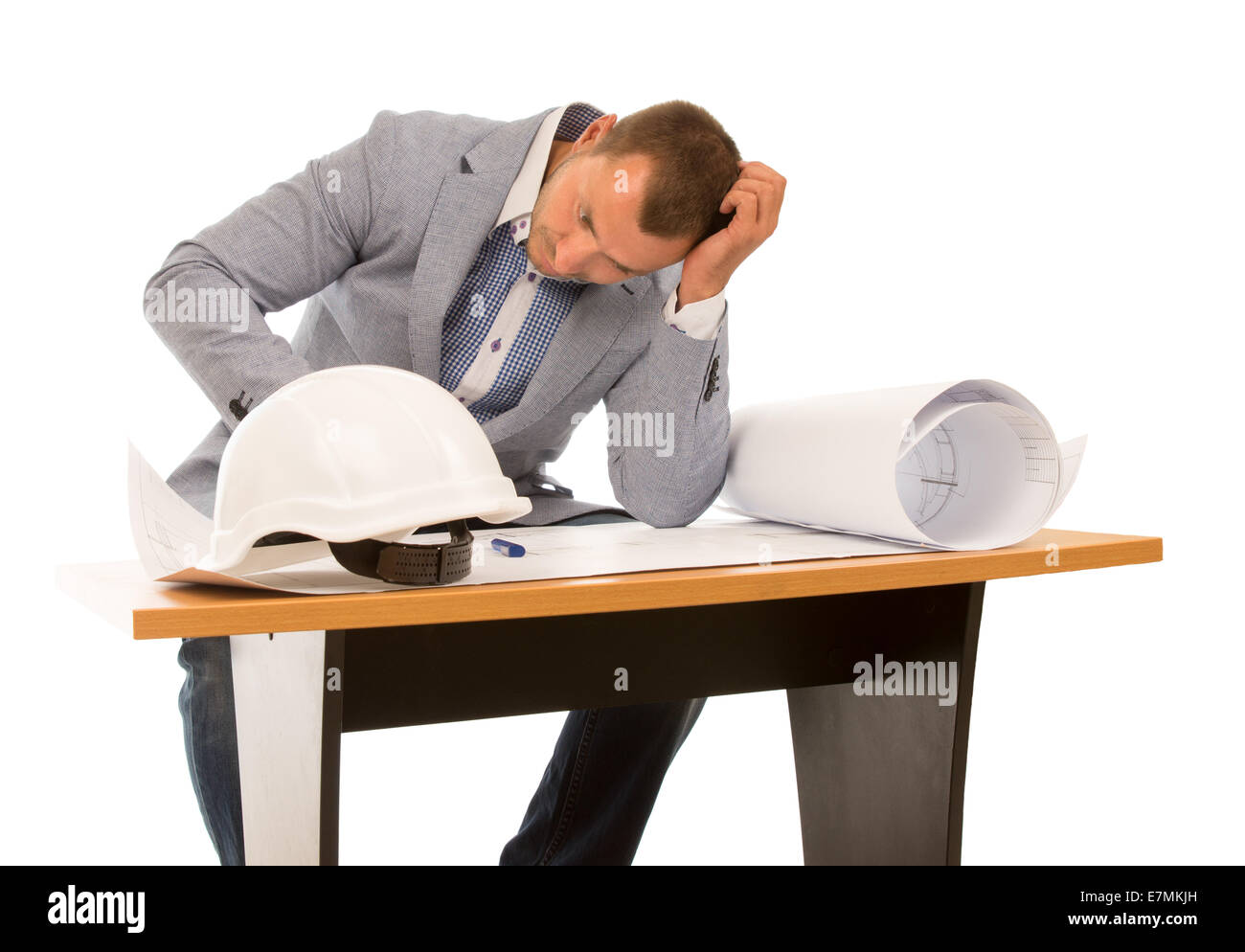 Builder scratching head hi-res stock photography and images - Alamy
