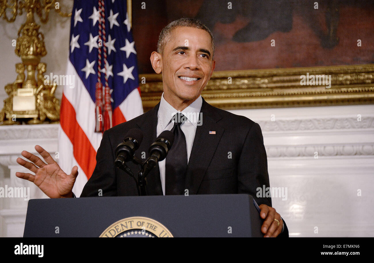 United States President Barack Obama makes a statement following U.S ...