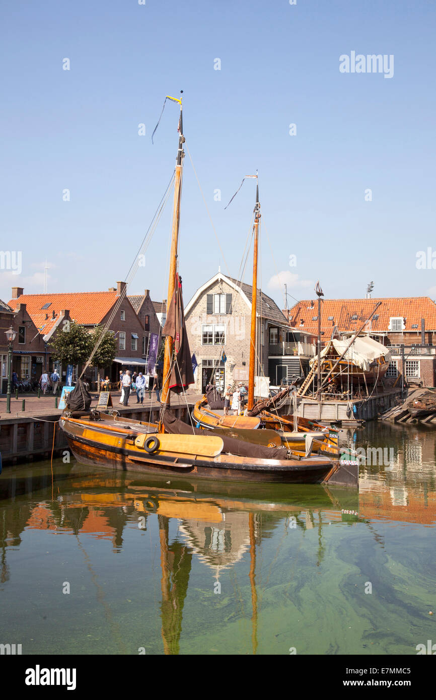 old dutch sailing vessels in the harbor of Spakenburg in the ...