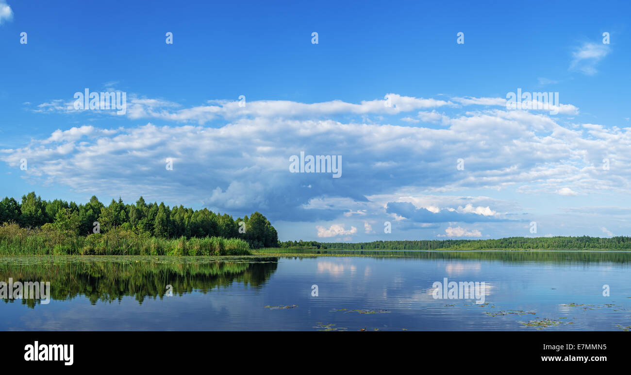 Summer lake panorama Stock Photo - Alamy
