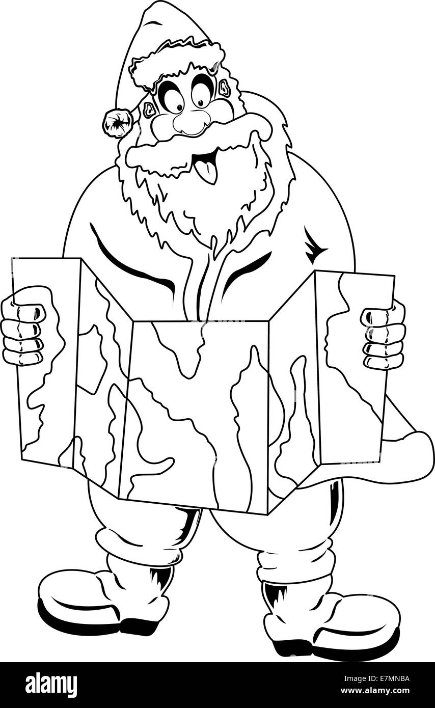 Santa Claus reading map Stock Photo - Alamy