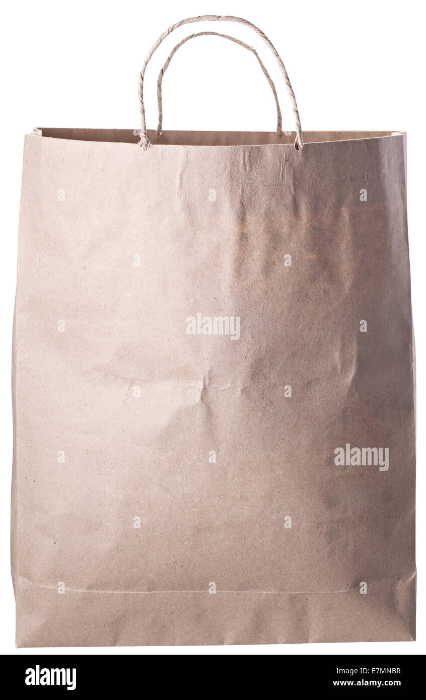 Empty paper bag isolated on a white background. File contains clipping ...