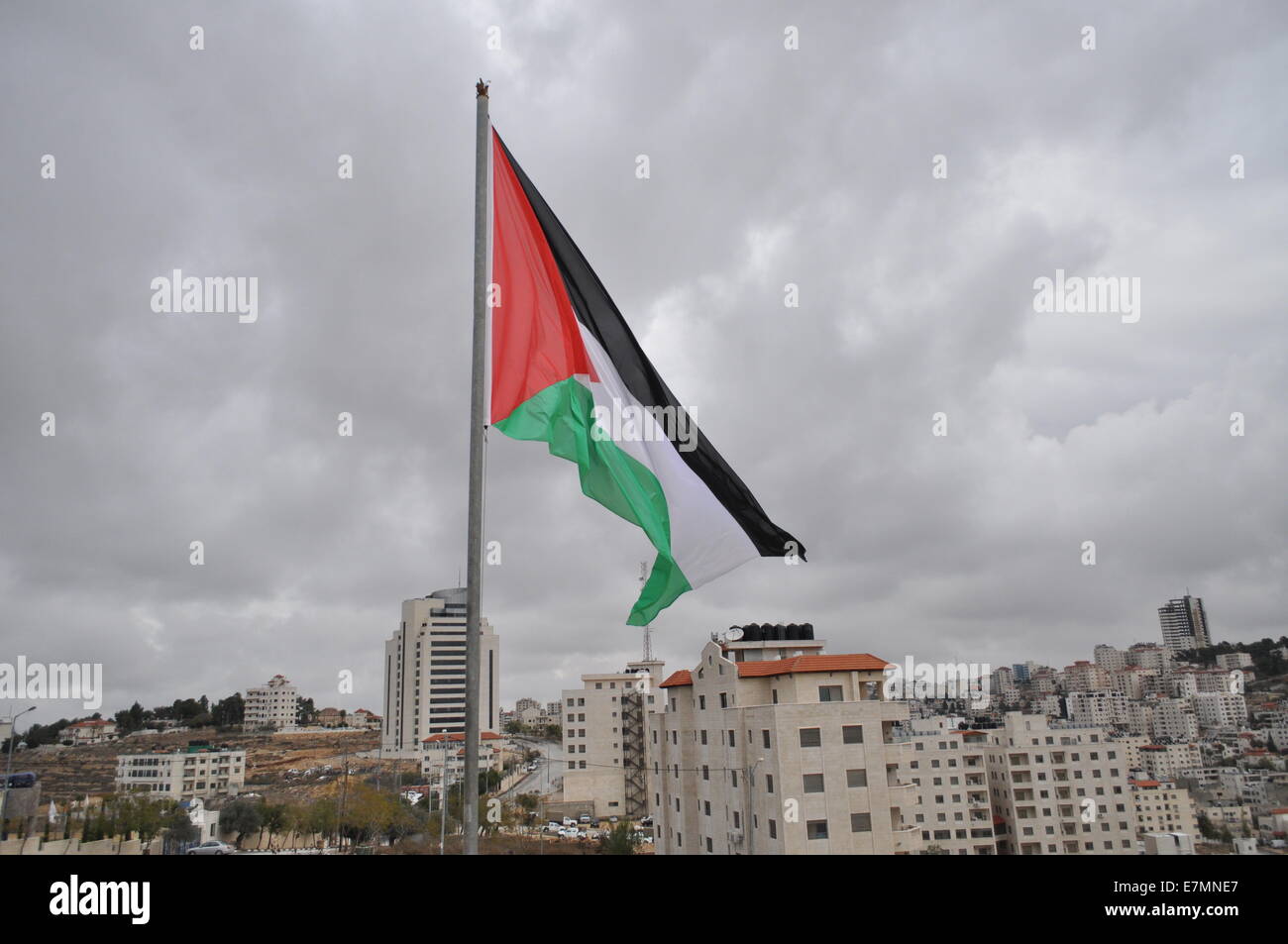 Palestinian flag in Ramallah Stock Photo - Alamy