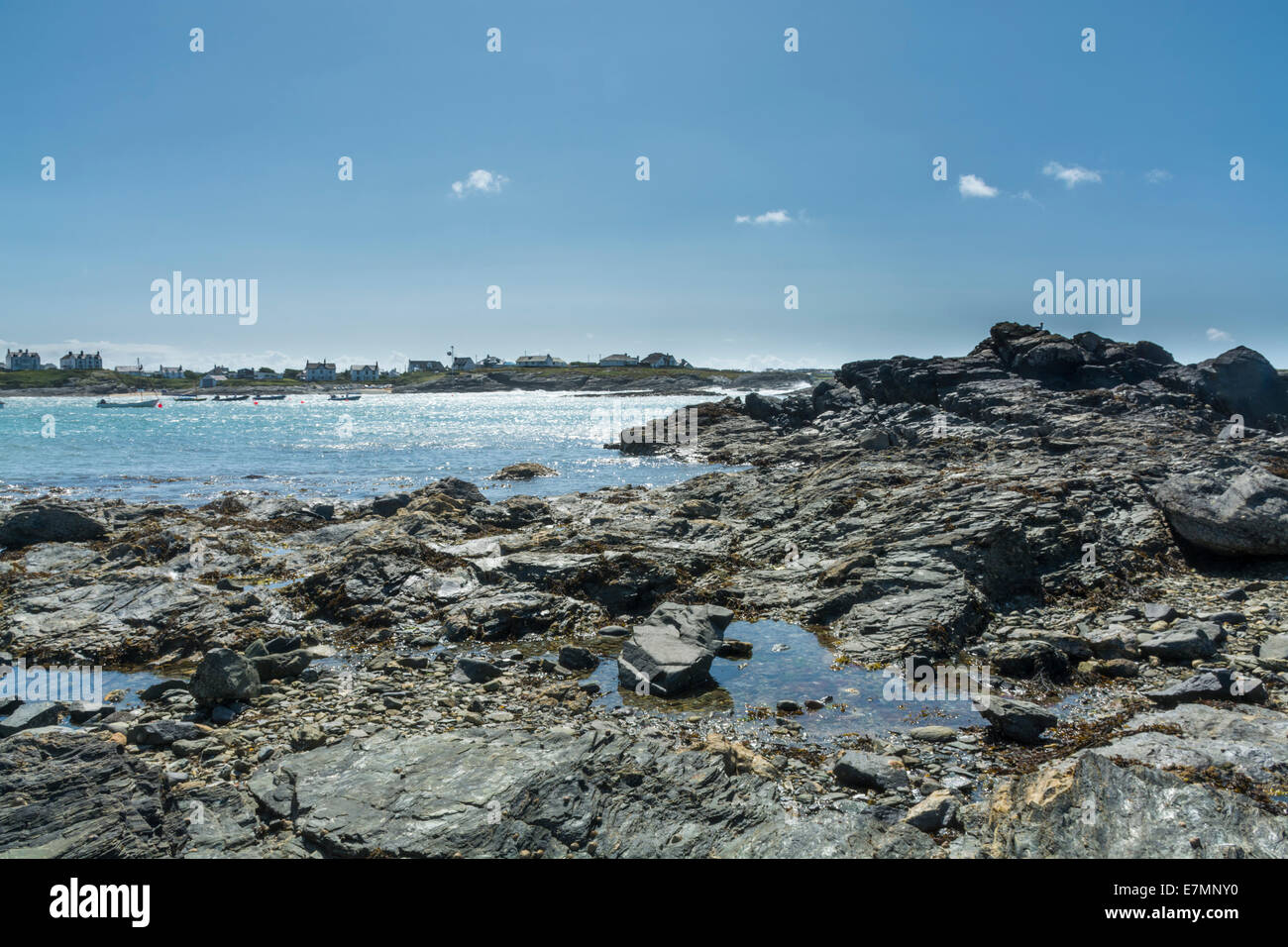 View over Trearddur Bay, Anglesey, North Wales UK Stock Photo - Alamy