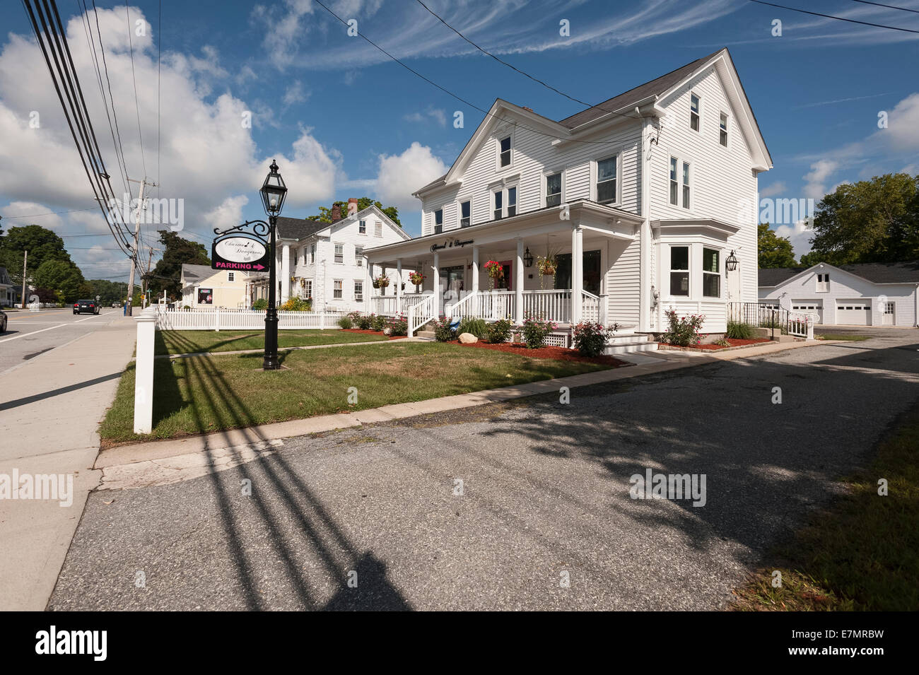 Street scene of New England and the quaint small town of North Scituate ...