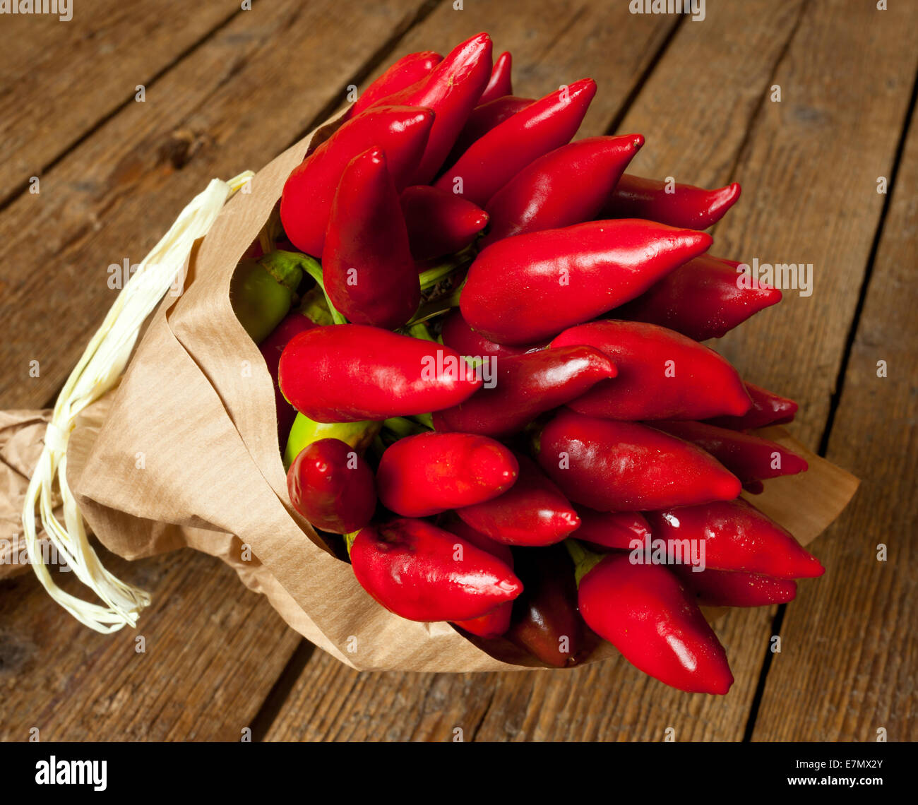 Bunch of fresh small red hot pepper made in Salento, Puglia, Italy ...
