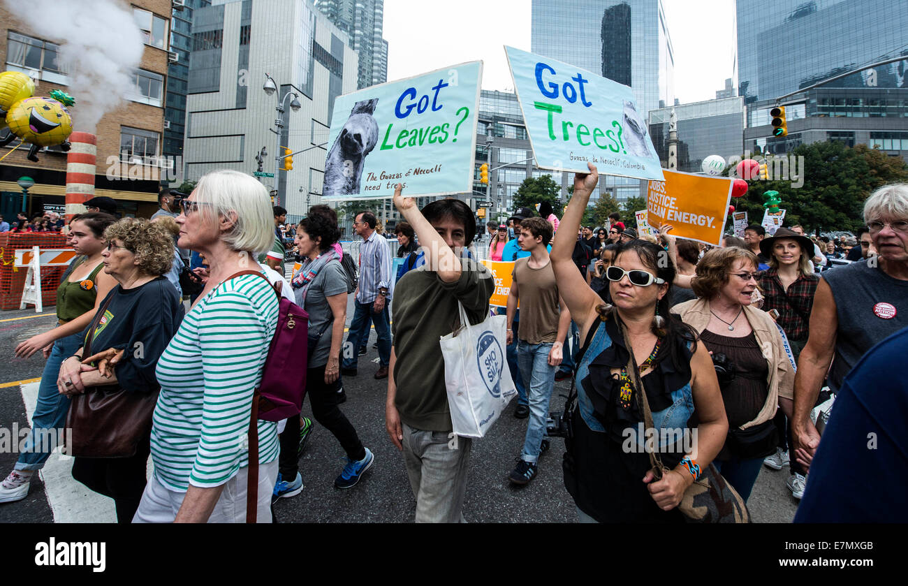 New York, NY, USA. 21st Sep, 2014. Demonstrators gather for the People ...