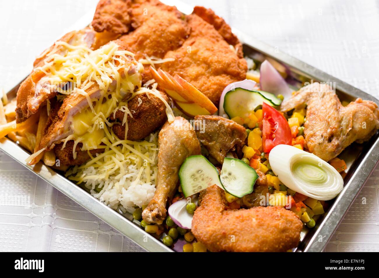 Delicious food on white plate Stock Photo - Alamy