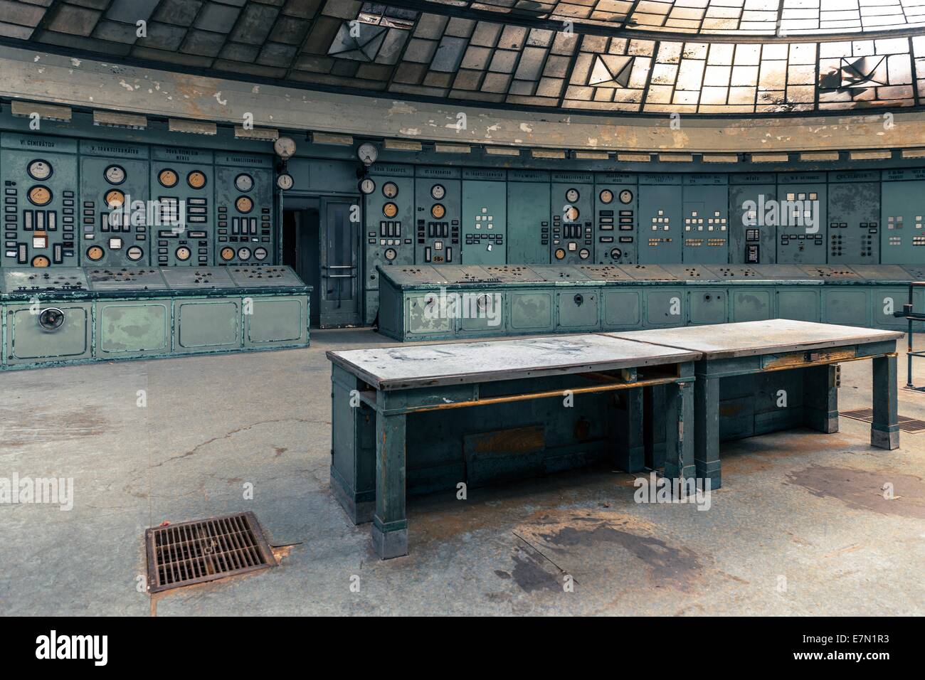 Illuminated control room Stock Photo - Alamy