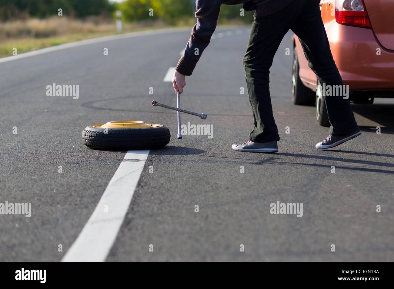 Spare wheel of a car Stock Photo - Alamy
