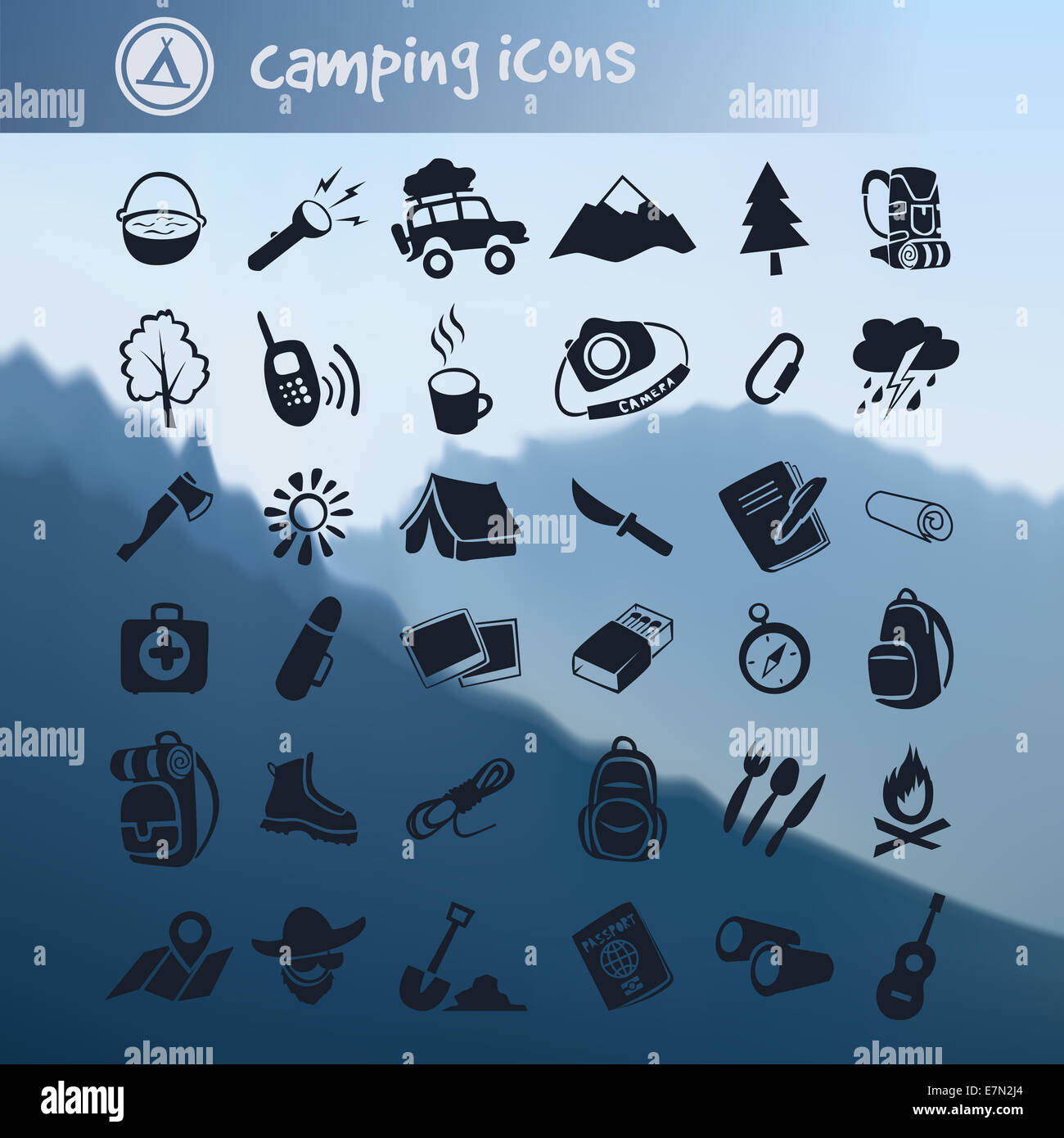 Camping icon set Stock Photo - Alamy