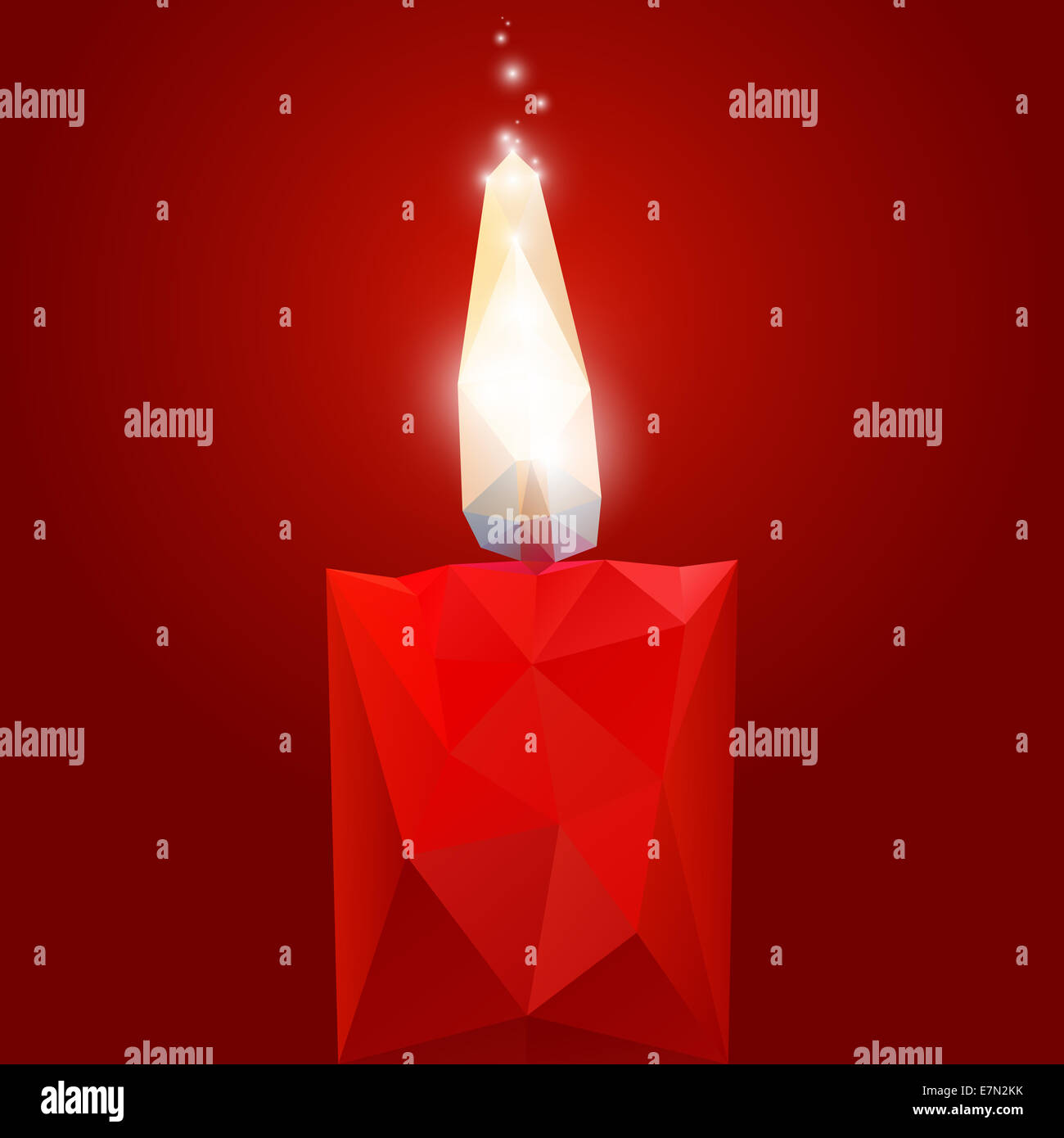 Polygonal red burning candle Stock Photo - Alamy