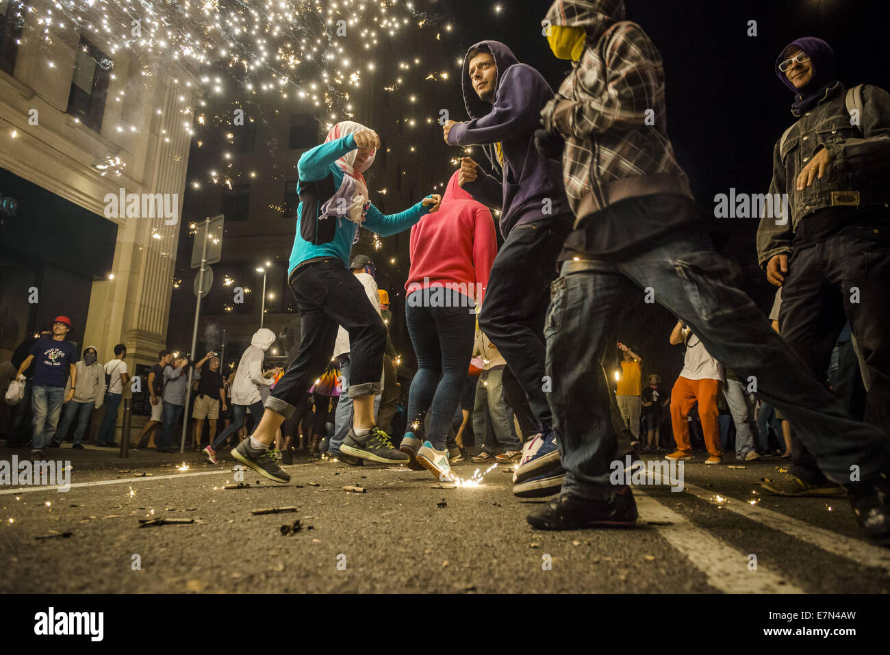 Sept. 21, 2014 - The massive crowd enjoys the fire beasts dancing ...