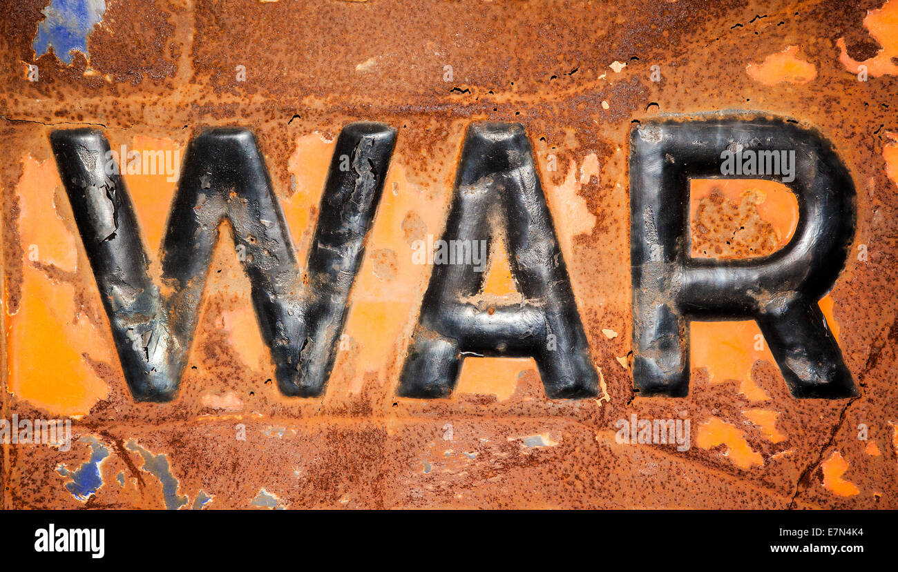 The word war on rusty background Stock Photo - Alamy