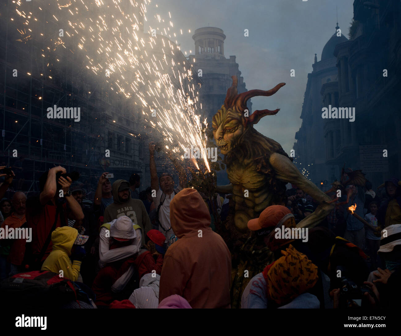 Barcelona, Catalonia, Spain. 21st Sep, 2014. Nebula spits fire over ...