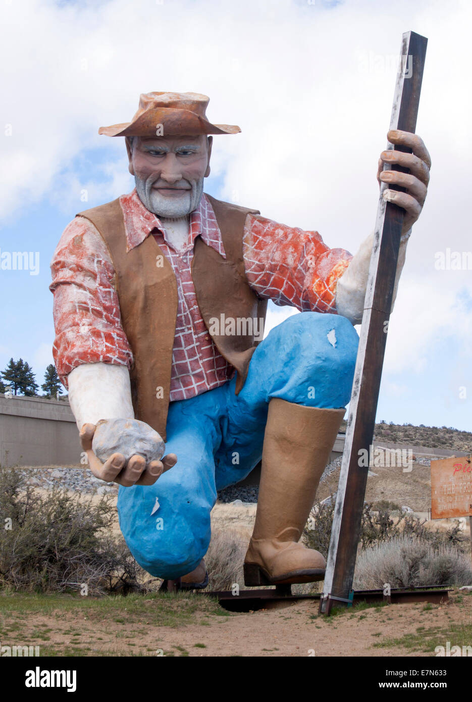 A towering Gold Rush prospector statue stands in Washoe Valley, Nevada ...